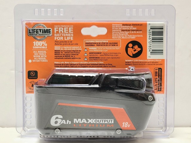 RIDGID R840060 6.0Ah Battery - Black for sale online | eBay