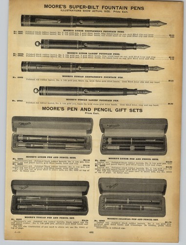 1926 PAPER AD Moore's Super Built Fountain Pen Luxor Tuscan Pencil ...