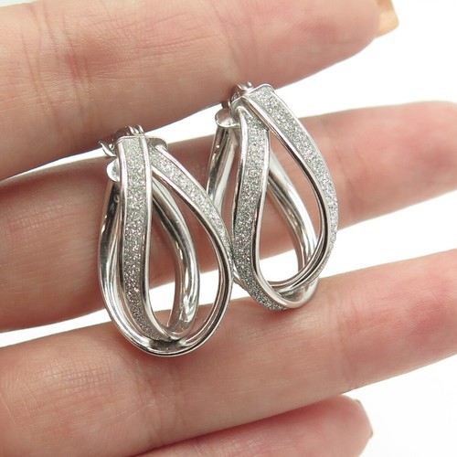 HAN 925 Sterling Silver Diamond-Imitation Interlocked Hoop Earrings | eBay