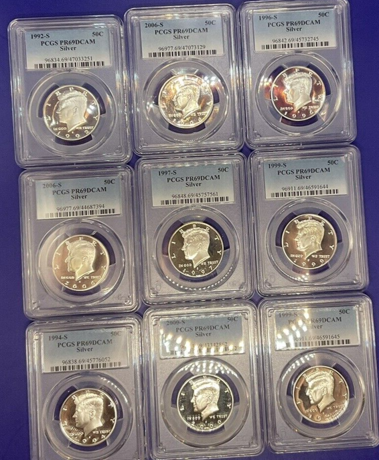 💰 90% SILVER JFK Kennedy 50c PROOF COINS 🔥 PCGS Graded PR69 🏆 1x COIN ...