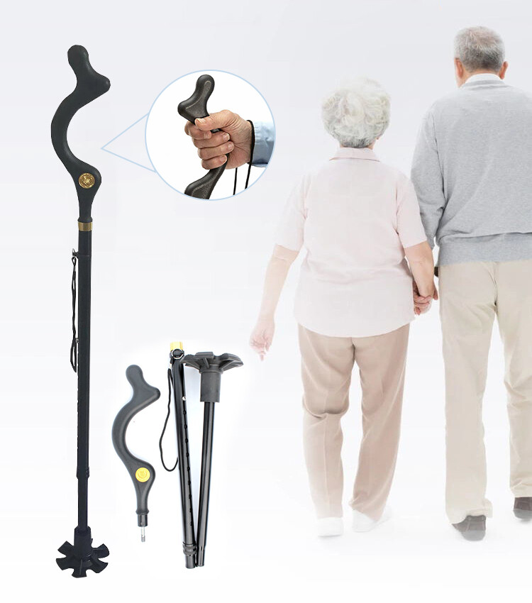 Collapsible Safety Walking Stick Adjustable Straight Posture Cane ...