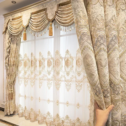 High-end European Embroidery Curtains Luxury Blackout Villa Valance ...