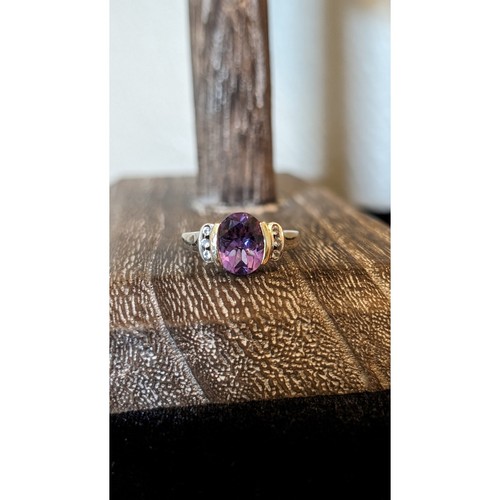 Amethyst White Spinel 925 14K Partial Bezel Set Ring Size 7.5 | eBay