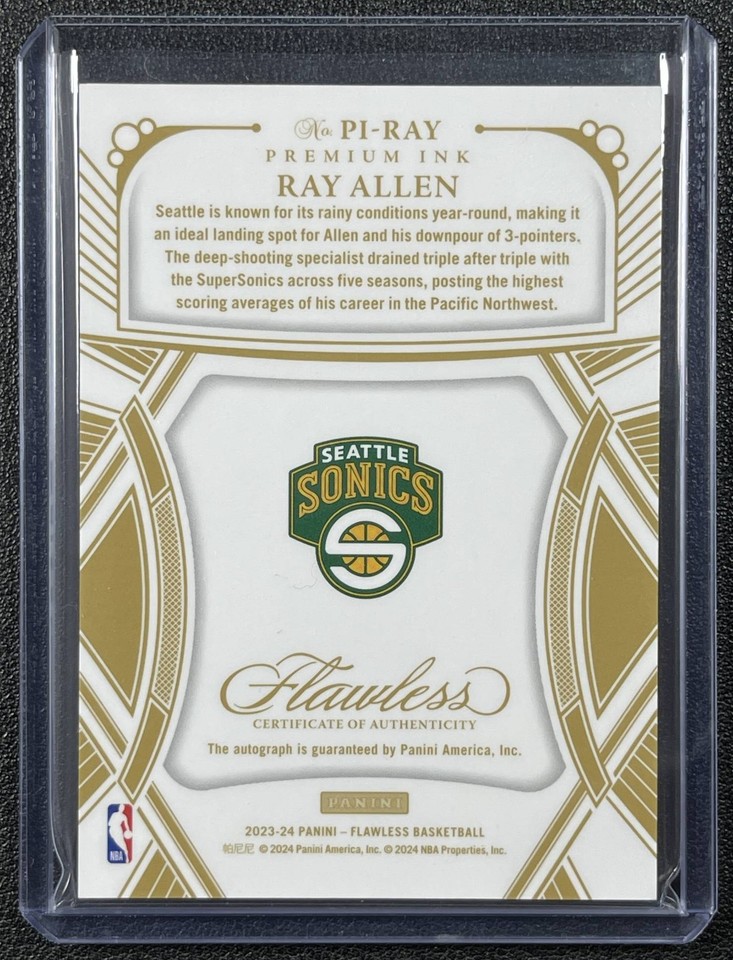 RAY ALLEN 2023-24 PANINI FLAWLESS #PI-RAY PREMIUM INK RUBY AUTO 11/15 | eBay