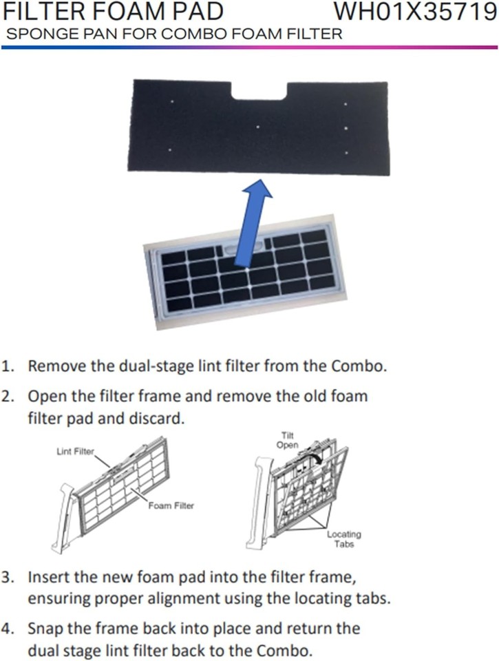 GE Washer Dryer Combo, WH01X35719 Dryer Lint Filter replacement, 2025 ...