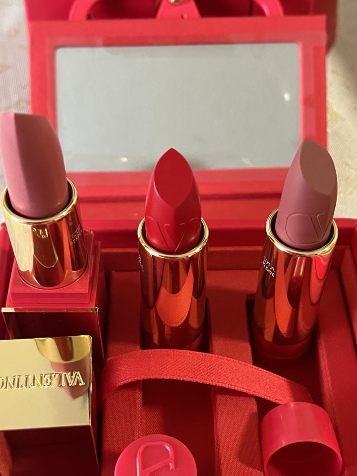 Rosso Valentino Couture Lipstick Set 100R 107A 22R Refillable NIB | eBay