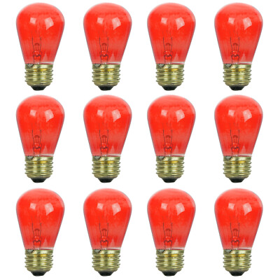 12Pack S14 LED Orange Light Bulb, Red Transparent Glass Bulb, 11W, E26 ...