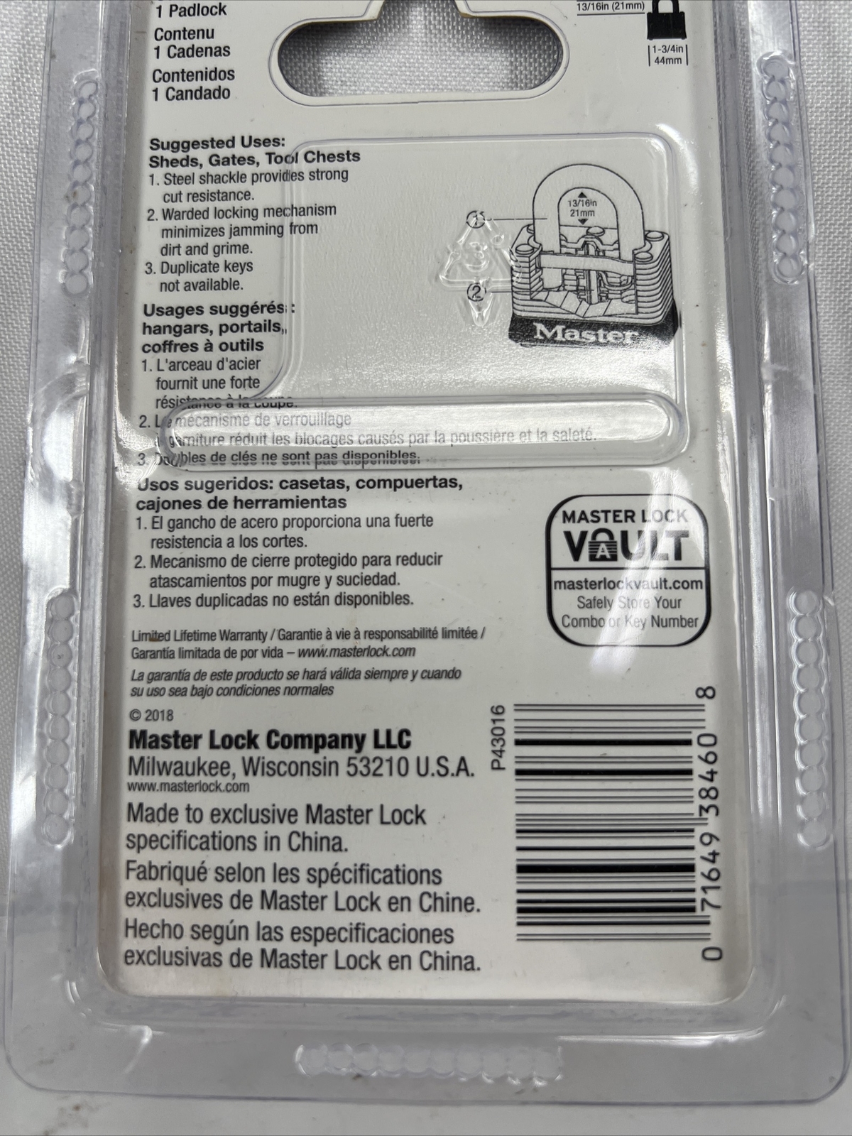 Master Lock 500D 13/16in 21mm Padlock 1-3/4in 44mm Security Lock with 2 ...