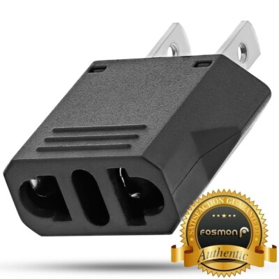 Universal 2 Prong Europe EU to US USA Canada Travel Power Adapter Type ...