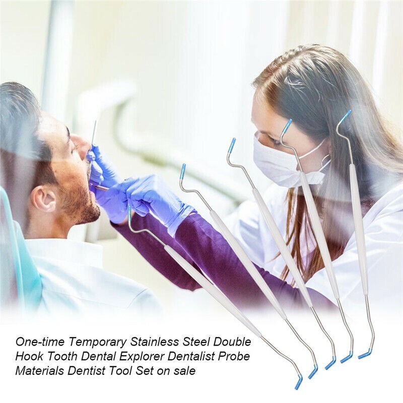 100 Pcs Dental Double Hook Tooth Probe Explorer Hook Basic Plastic ...