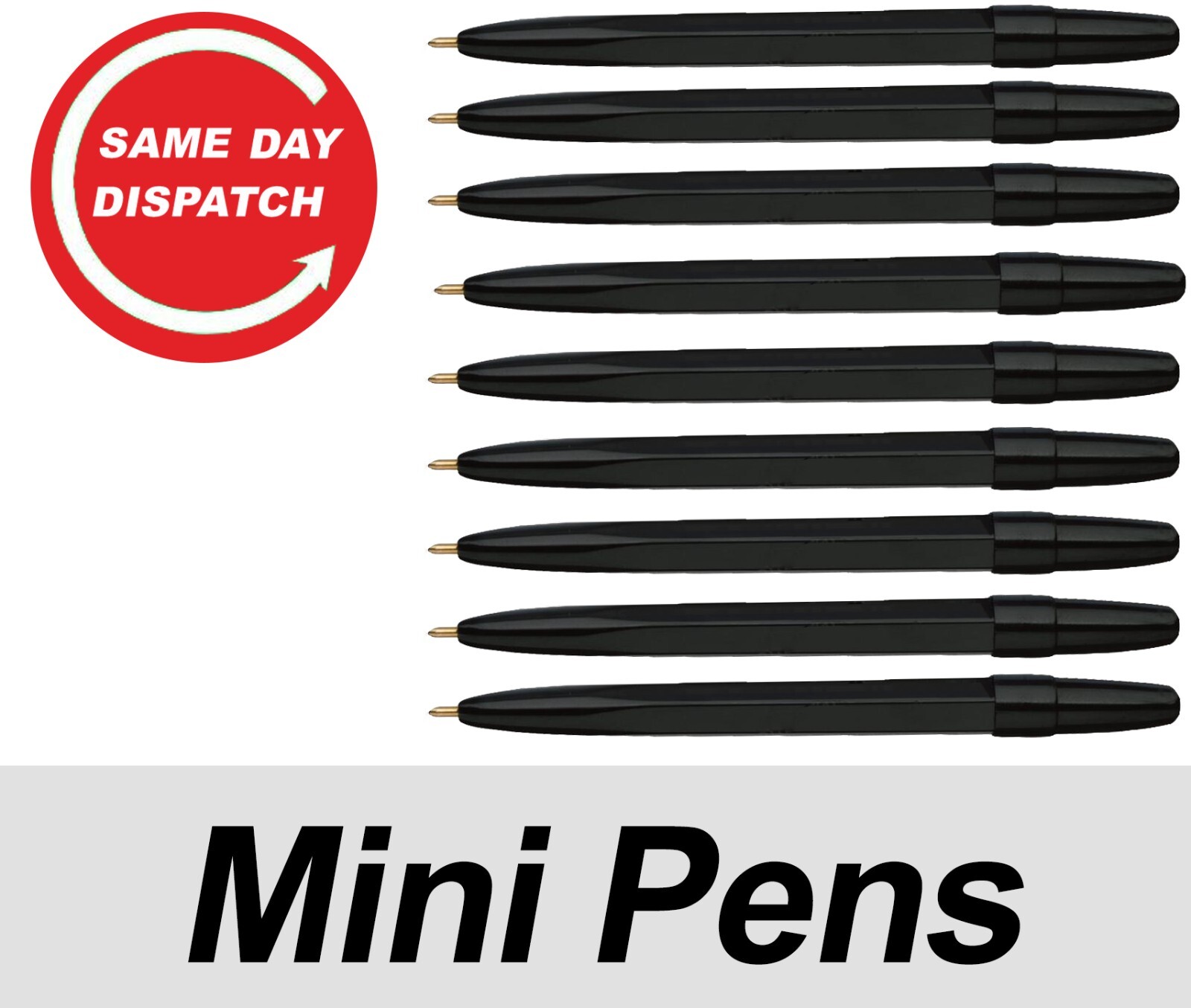 Black Mini Pens Draw Write Ballpoint Biro Ink Small Half Size Bookie ...