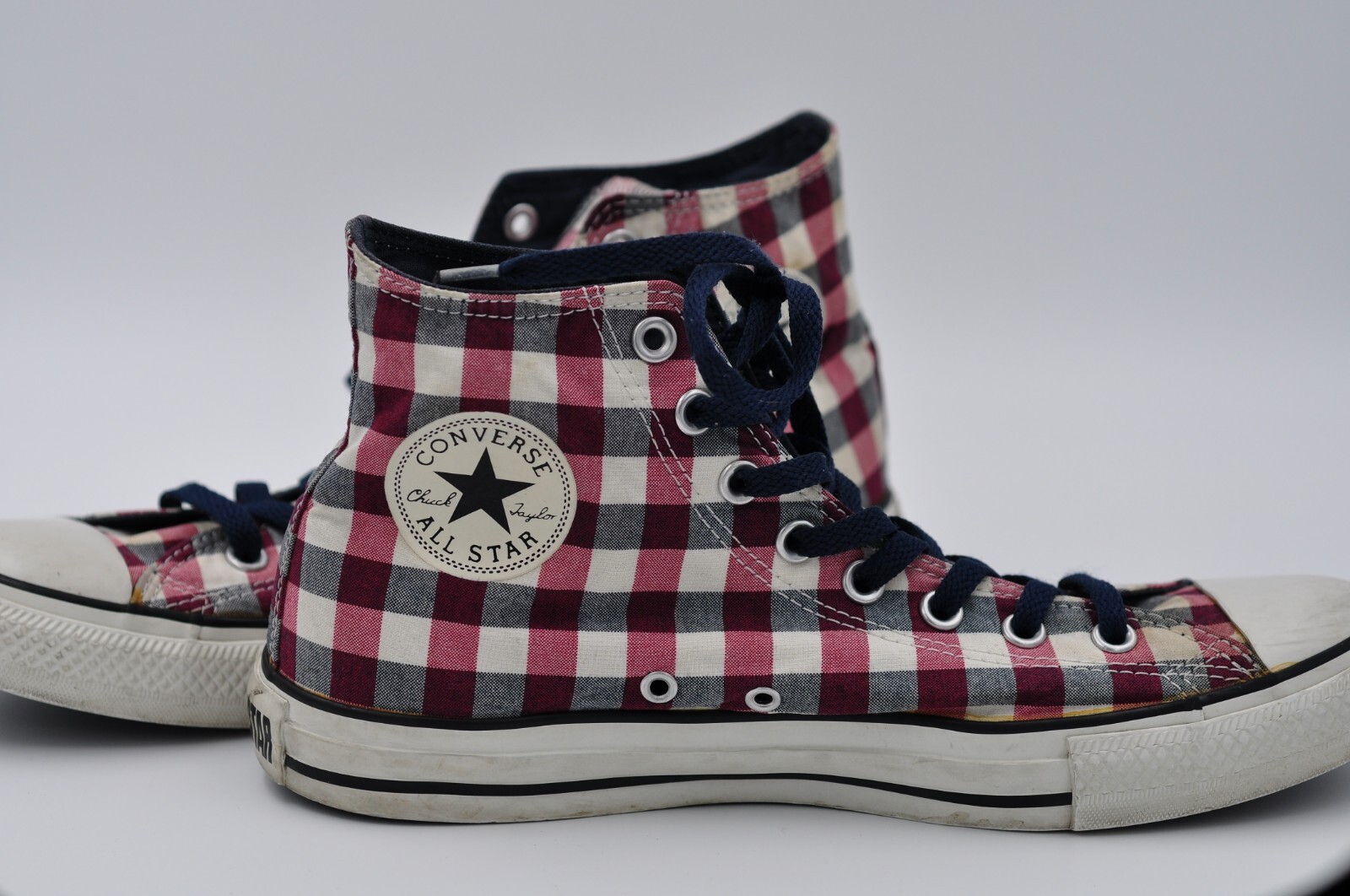 Converse Chuck Taylor Red Blue Plaid Gingham Hi Top S… - Gem
