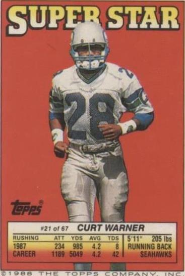 1988 Topps Super Star Sticker Back Cards Curt Warner John Offerdahl Ray ...