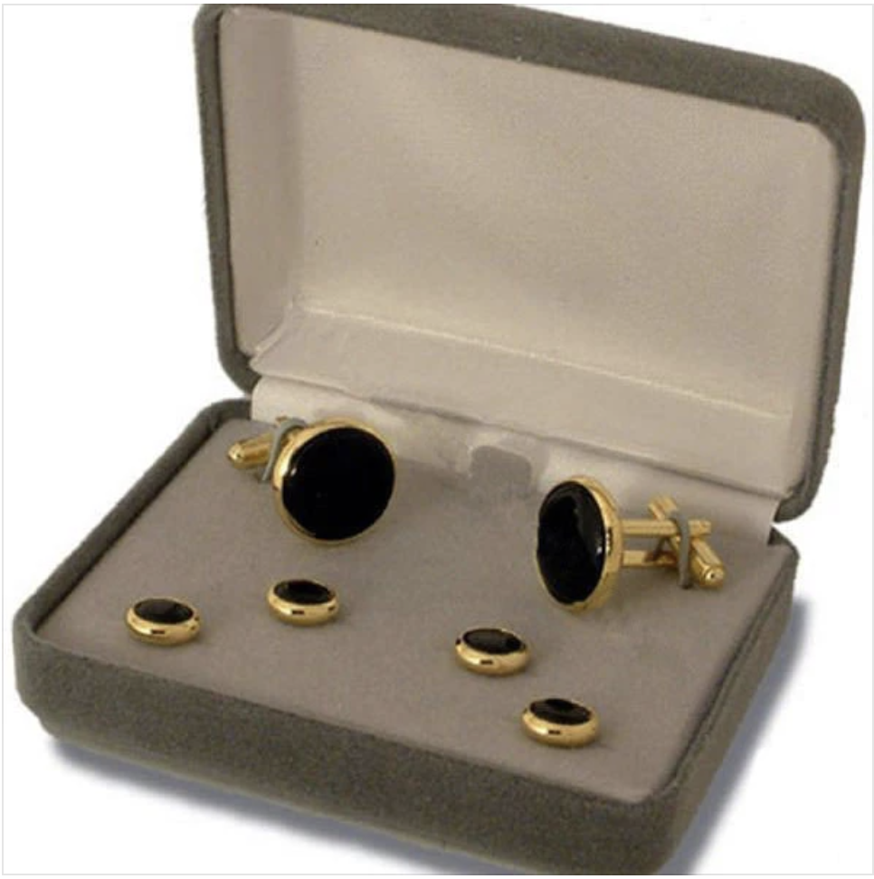 GENUINE U.S. NAVY CUFF LINKS AND SHIRT STUD: BLACK ONYX WITH GOLD ...