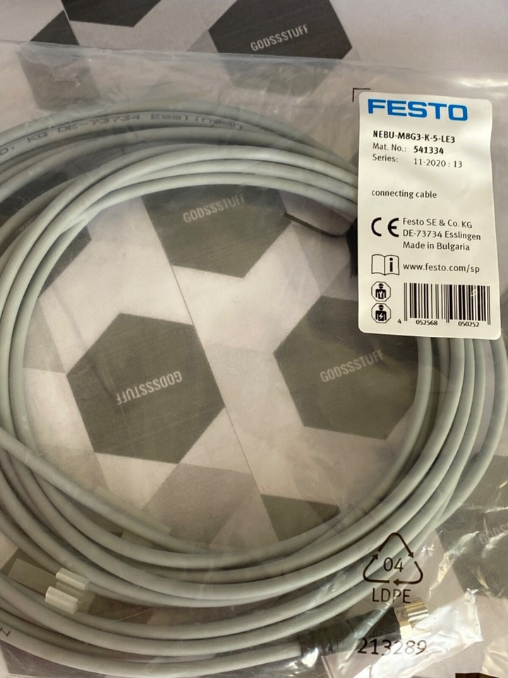 New! FESTO NEBU-M8G3-K-5-LE3 541334 Connecting Cable | eBay
