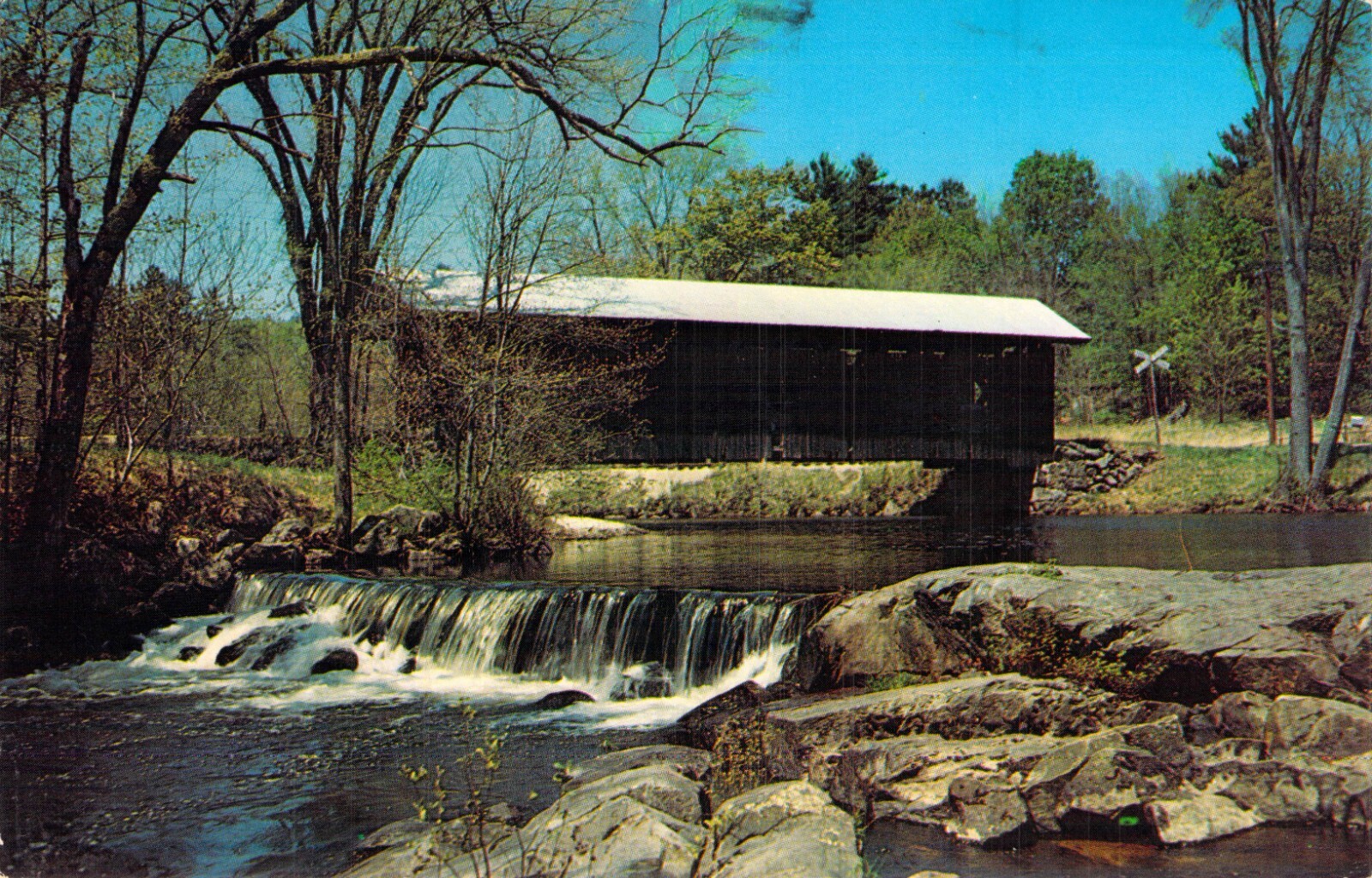 Placid Stream-Old Covered Bridge in Waterloo, New Hampshire- VTG ...