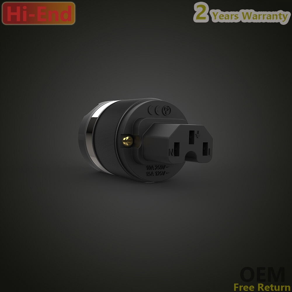 24K Gold Plated US Hi-Fi Power Cable Cord Connector IEC320 C13 C15 Plug ...