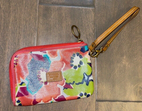 Fossil Multicolor Leather Flower Clutch Wallet Wristlet used | eBay