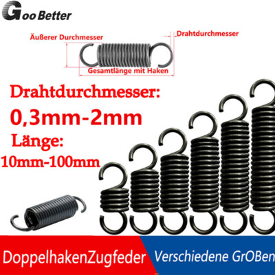 Zugfeder mit Haken Zugfedern Feder Federstahl Drahtdurchmesser 0,3mm ...