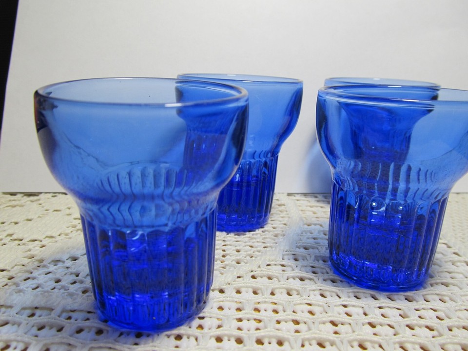Cobalt Blue Glass Egg Cup, Holder, or Shot Glass ? Set of 4 in GUC cool ...