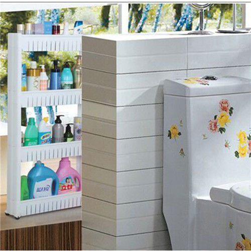 3/4 Tier Storage Tower Slide Out Rolling Castor Organiser Trolley Rack ...