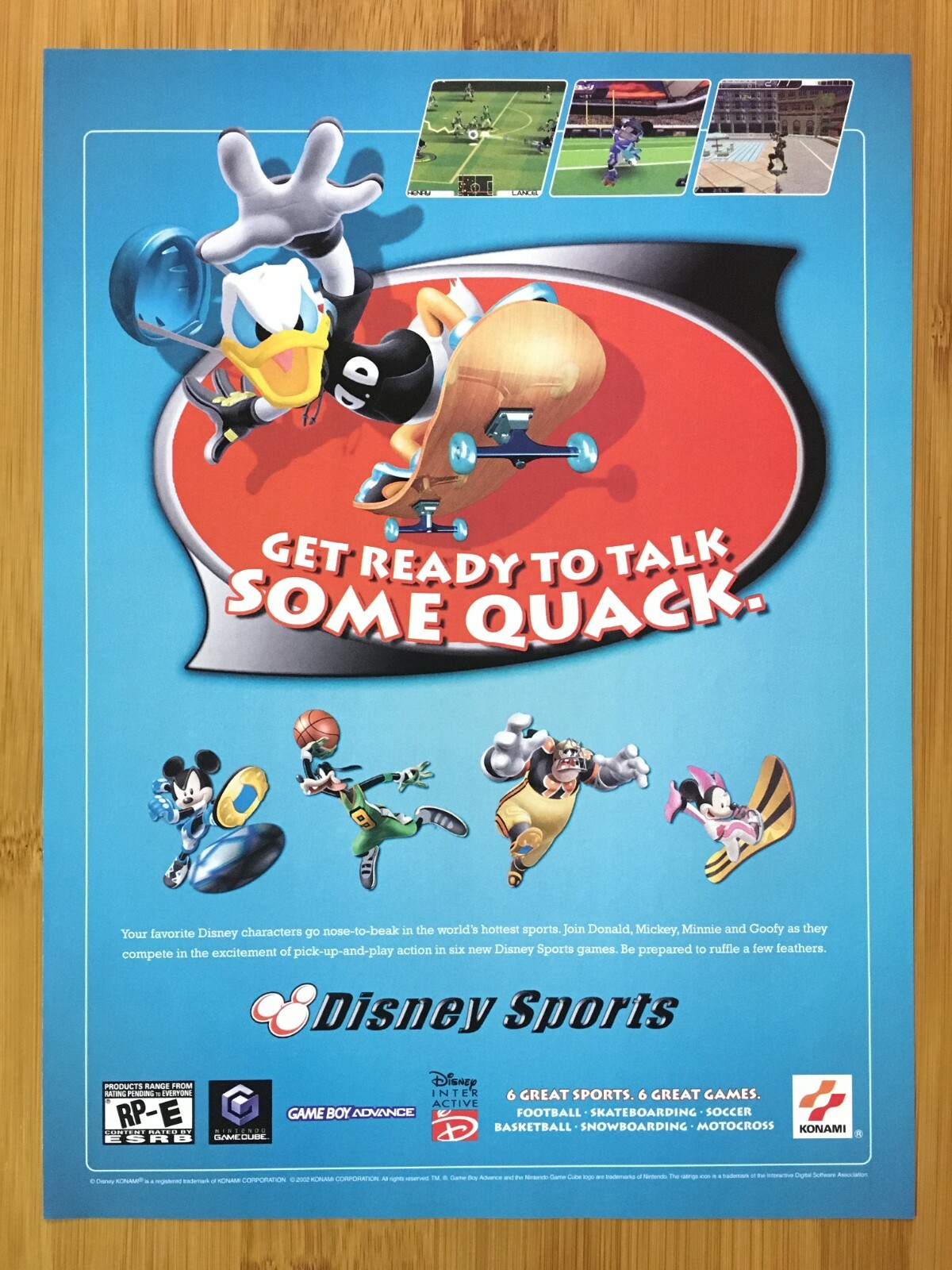 Disney Sports Gamecube 2002 Print Ad/Poster Football Basketball Donald ...