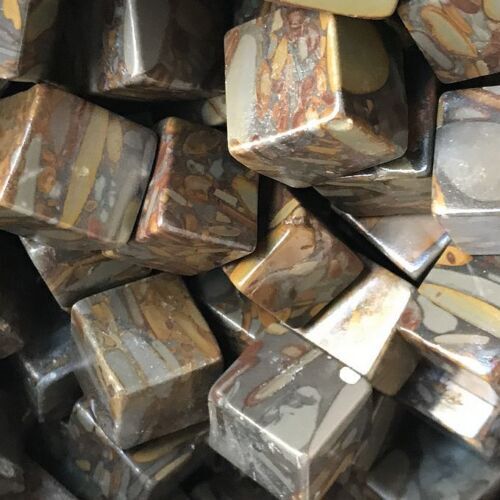 1/2lb Bulk Cube Natural Bamboo Jasper QUARTZ Crystals Tumbled Fossil ...