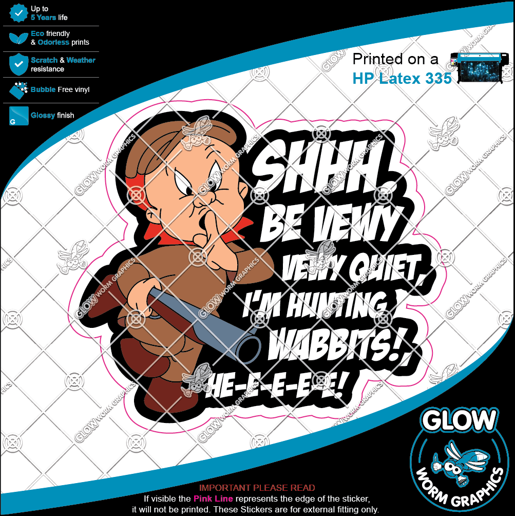 Elmer Fudd Looney Tunes Bugs Bunny Cartoon Wall Car Van Sticker Vinyl ...