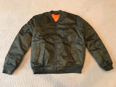 New Men's Sam's Solid Army Green Nylon Bomber Flight Zip Jacket ALL ...