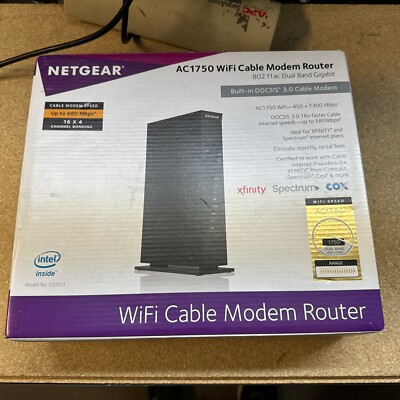 Netgear AC1750 AC6300-100NAS Wifi Router Wireless Cable Modem Router ...