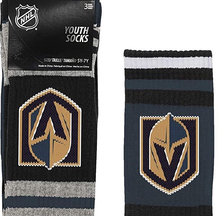 Outerstuff Vegas Golden Knights Hockey Socks 3 Pack Youth Boys Socks ...
