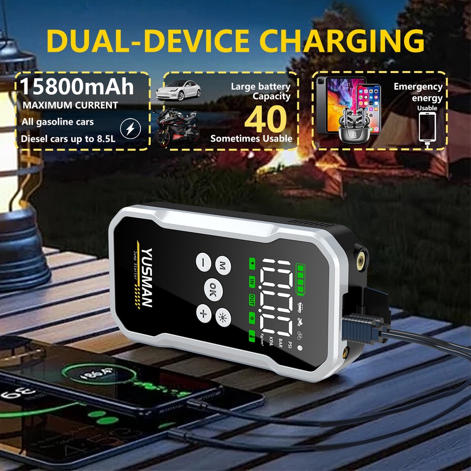 4000A Car Jump Starter Box Battery Booster Charger Air Compressor ...