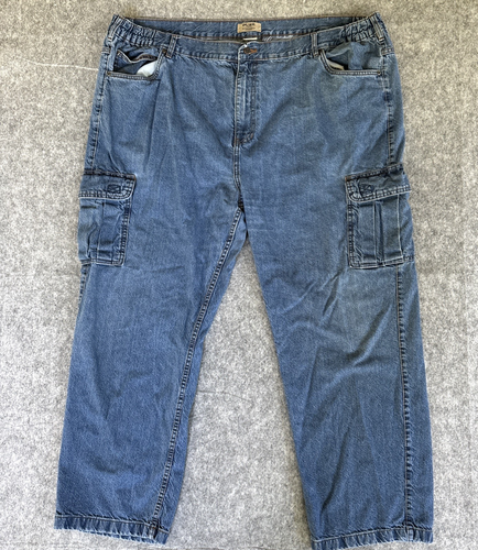 Duke Haband Jeans Men W52 Blue Denim Classic Fit Cargo Pockets Straight ...