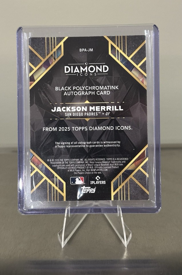 Jackson Merrill - 2025 TOPPS DIAMOND ICONS BLACK POLY RED GOLD INK AUTO ...