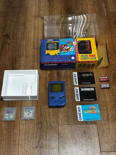 RARE Blue Nintendo Game Boy BIG BOX Bundle Super Mario Land 1 & 2 Boxed ...