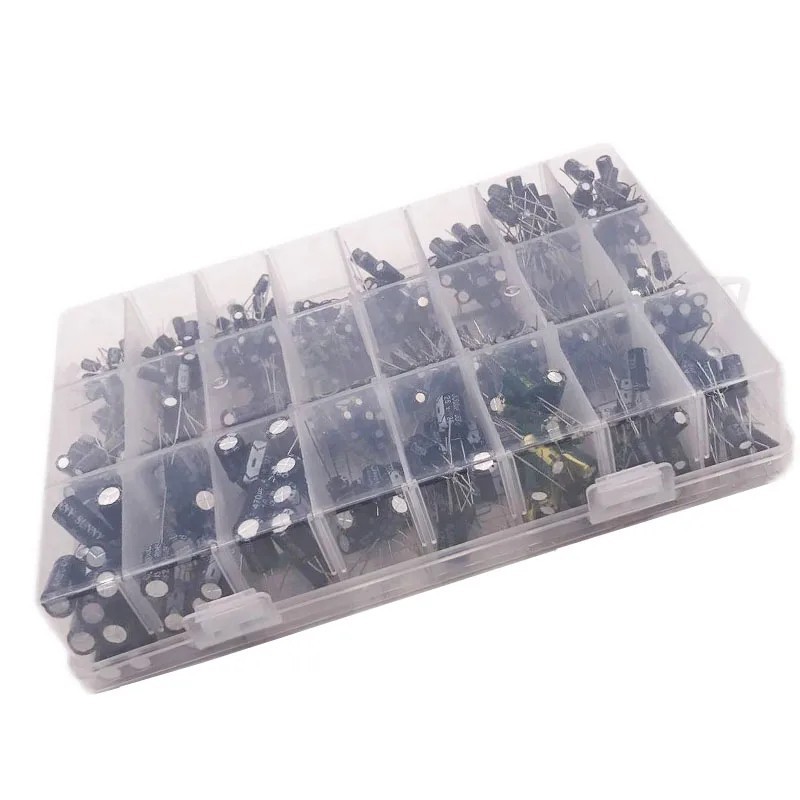 500pcs 24-Value Electrolytic Capacitor Assortment Kit (0.1uF-1000uF ...