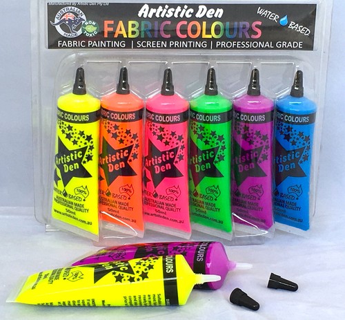 UV GLOW NEON FABRIC PAINT Fluro Screen Ink Rave Party Splatter Paint ...