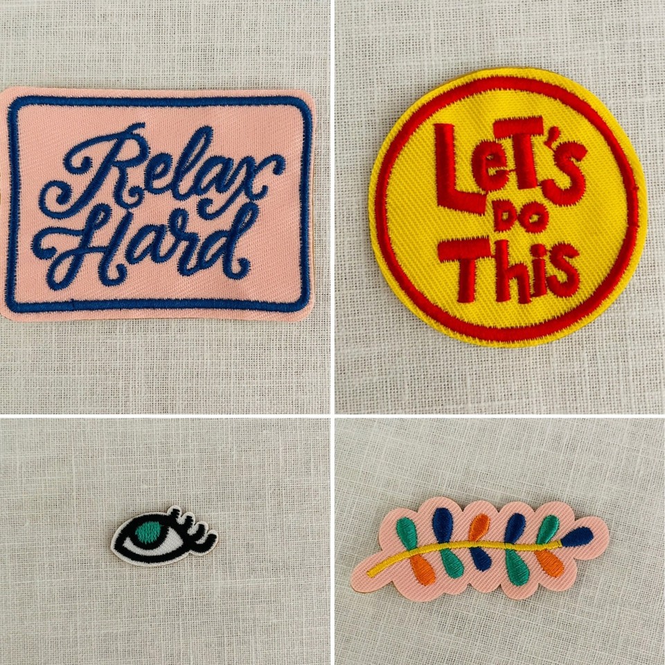 Set of 8 Colorful Embroidered Patches Fun Quotes and Designs for ...