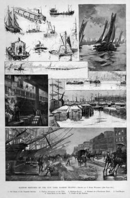 NEW YORK HARBOR TRAFFIC, GARBAGE SCOWS, CANAL-BOAT | eBay