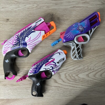 Nerf Hasbro Rebelle Pink and Purple Dart Gun Revolver and Pistols Set ...