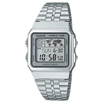 CASIO Vintage Retro Series World Time Silver Classic Watch A500WA-7DF ...