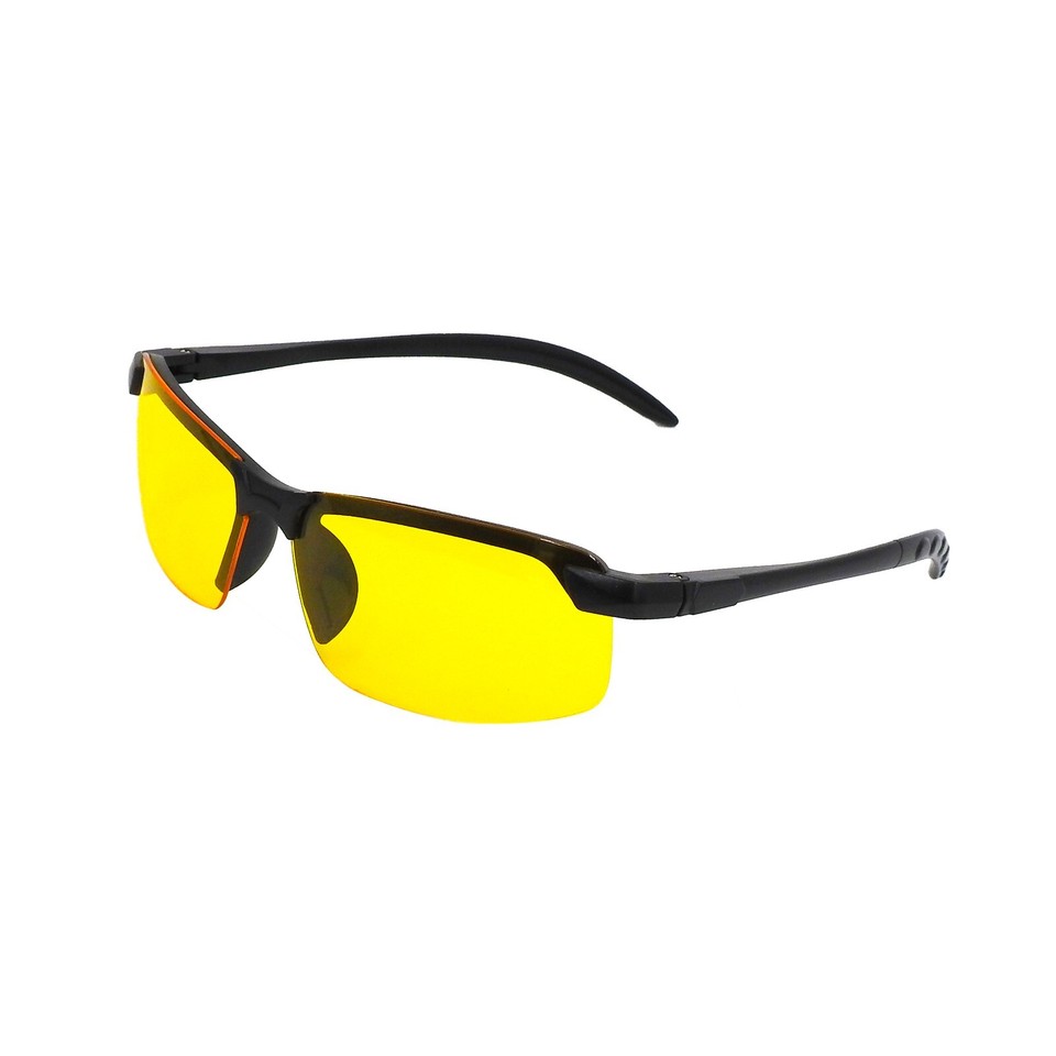 Night Daytime Driving Glasses Polarized Yellow Black Lens Anti Glare ...
