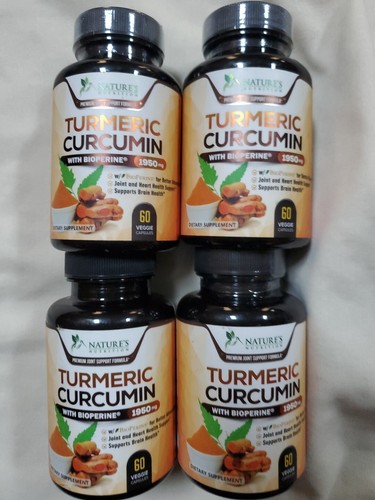 4 pack Nature's Nutrition Turmeric Curcumin with 1950mg 60 Capsules Exp ...