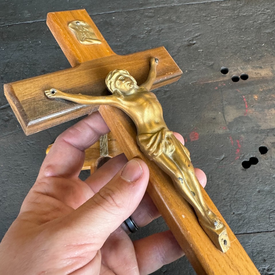 Vintage Catholic Crucifix Cross Sick Call Last Rites Kit INRI w/ Metal ...