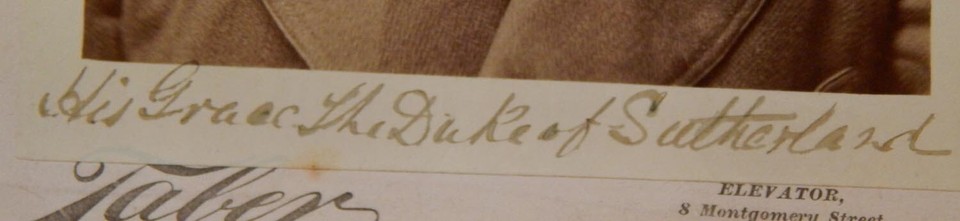 IMPERIAL CABINET CARD PHOTO AUTOGRAPHED DUKE OF SUTHERLAND by I W TABER ...