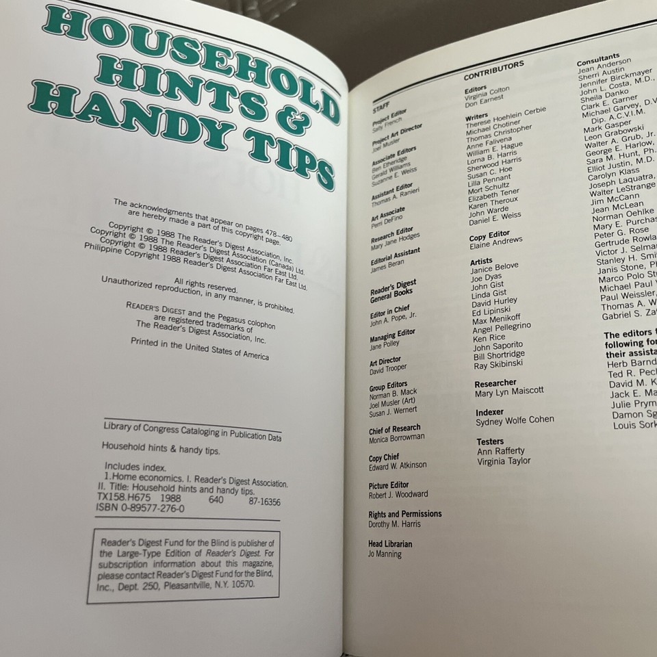 Household Hints and Handy Tips- Reader's Digest (1988, Hardcover) | eBay
