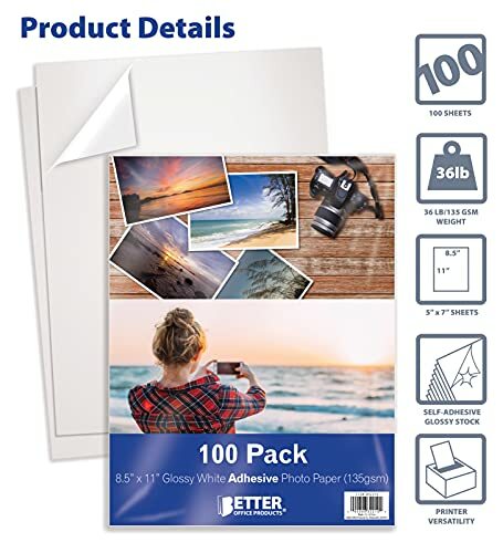 Self-Adhesive Photo Paper, Sticky Photo Paper, Glossy, 8.5 x 11 Inch ...