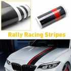 5D Carbon Fiber With Red Rally Racing Stripe Front Hood Decal Vinyl ...