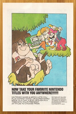 1988 Nintendo Game and Watch Print Ad/Poster Donkey Kong Mario Bros ...