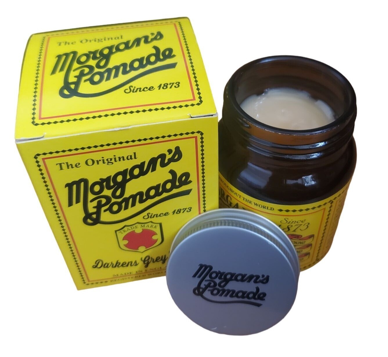 MORGANS POMADE 3.38 oz The Original 100mL Glass Jar Darkens Men Grey ...